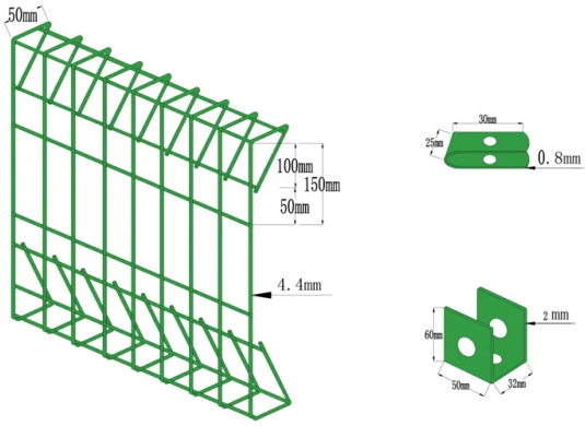 Galvanized 5mm / 6mm Roll Top Mesh Fence Triangle Bending
